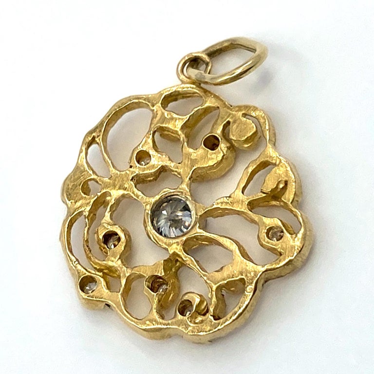 "Doily" 0.15 Carat Diamond Rondelle Pendant with Chain, All in 18 Karat ...