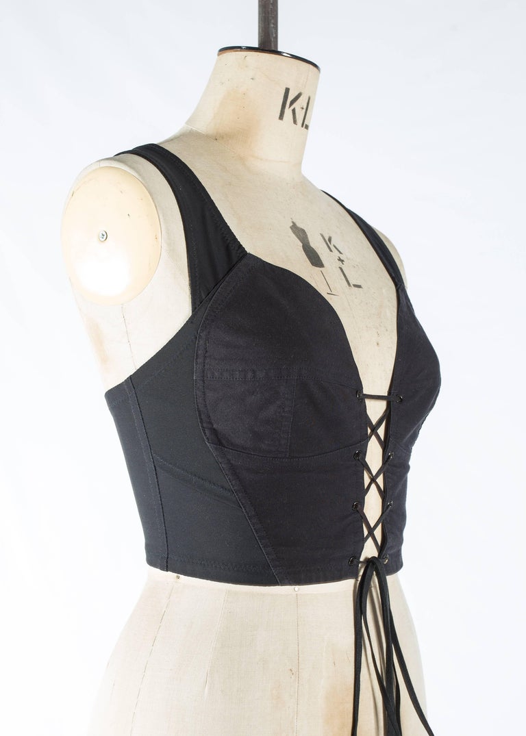 Dolce and Gabbana black cotton and spandex corset with lace up ...