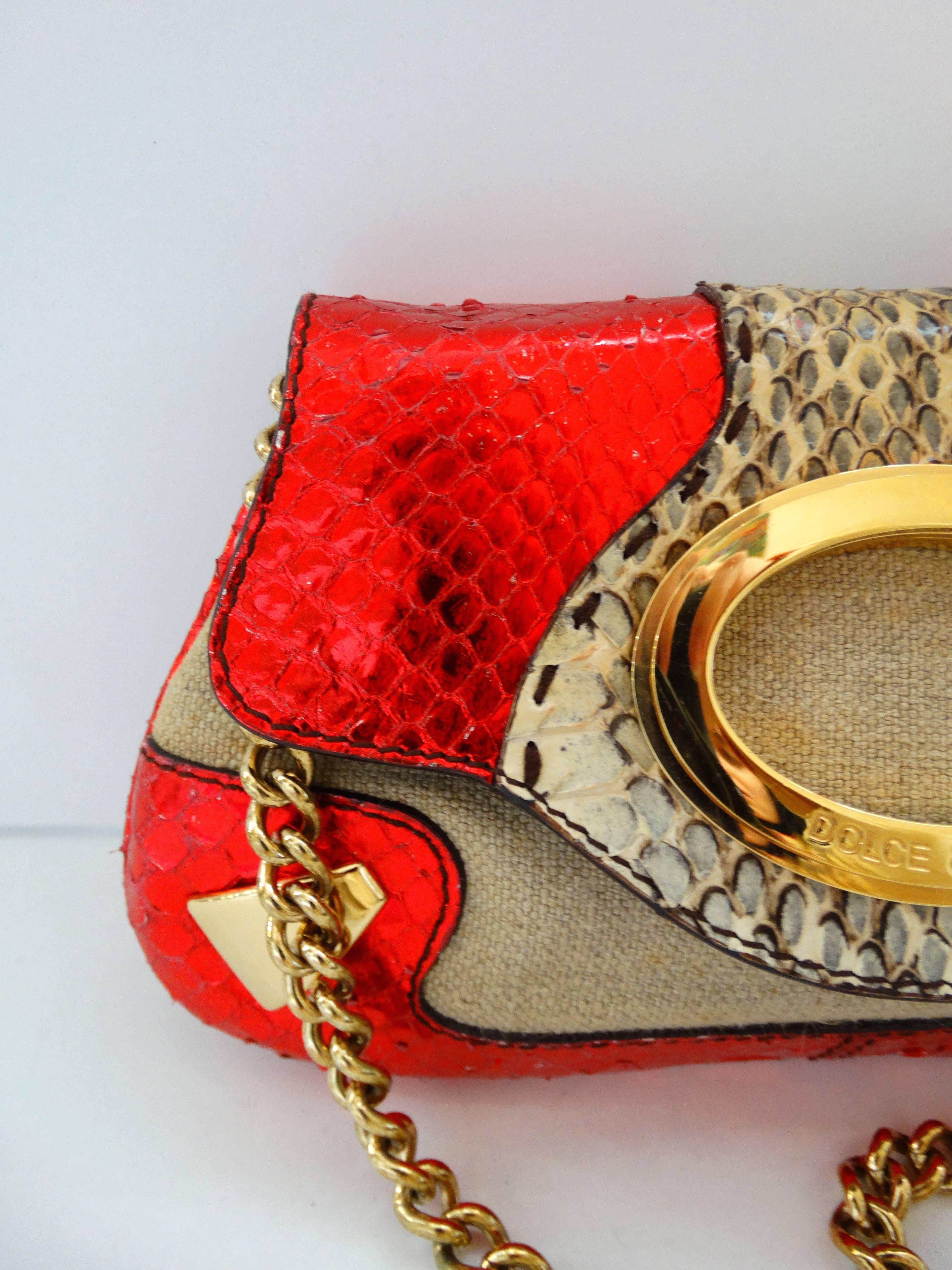 Dolce and Gabbana Metallic Snakeskin Mini Bag at 1stDibs