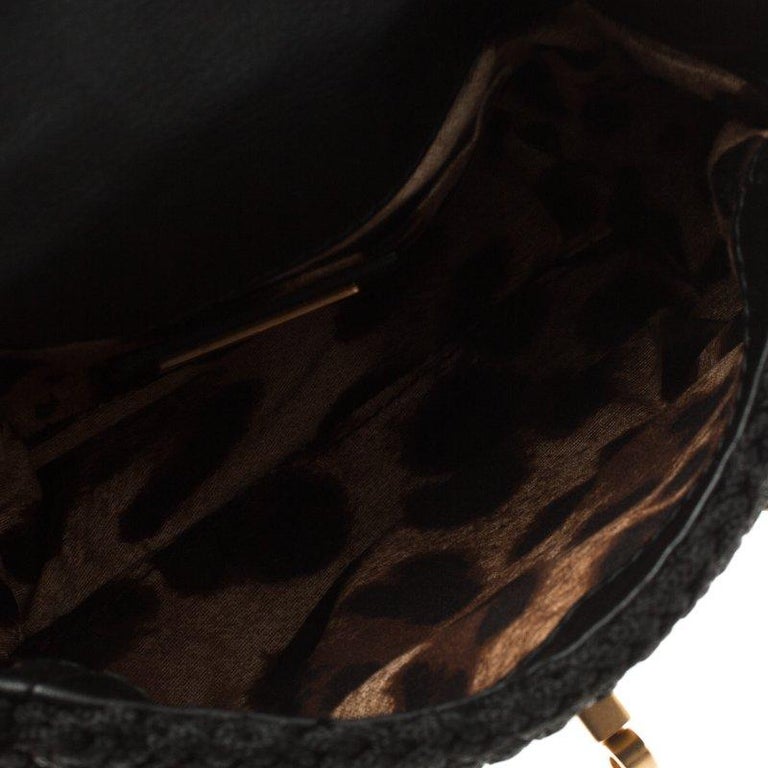 Dolce and Gabbana Black Crochet Padlock Crossbody Bag For Sale at ...