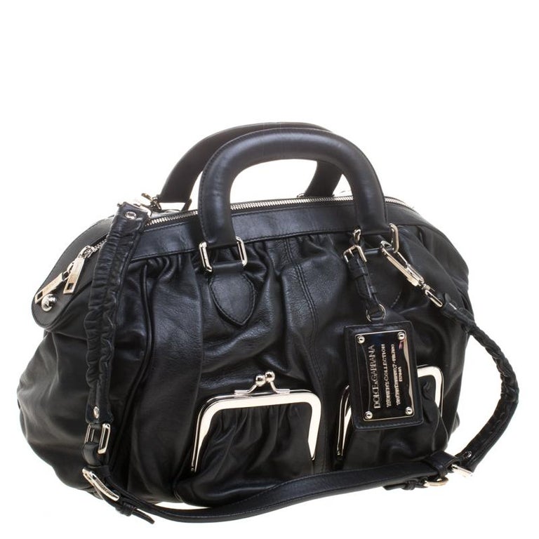 Dolce and Gabbana Black Leather Miss Curly Bag at 1stDibs