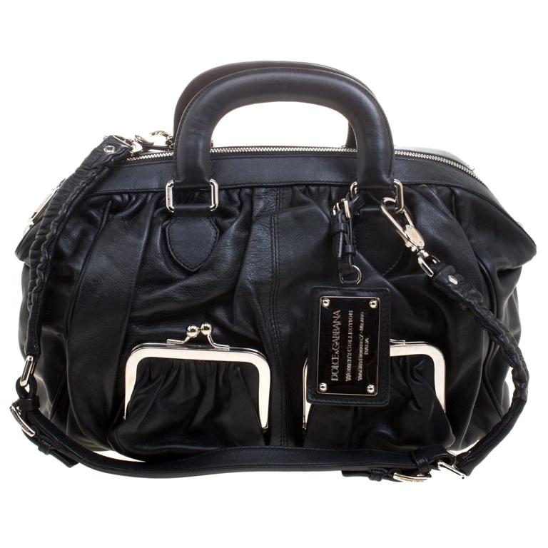 Dolce and Gabbana Black Leather Miss Curly Bag For Sale at 1stDibs