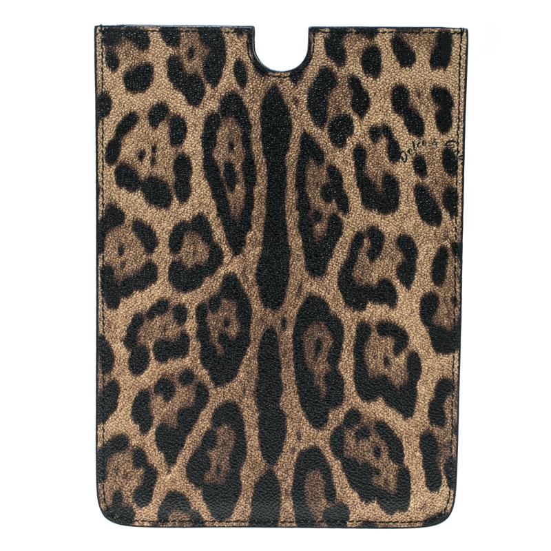 Dolce and Gabbana Brown Leopard Print PVC iPad Case For Sale at 1stDibs