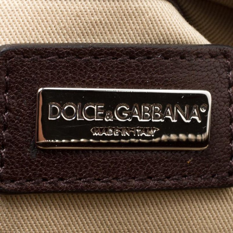Dolce and Gabbana Brown Textured Leather Miss Curly Bag For Sale at 1stDibs