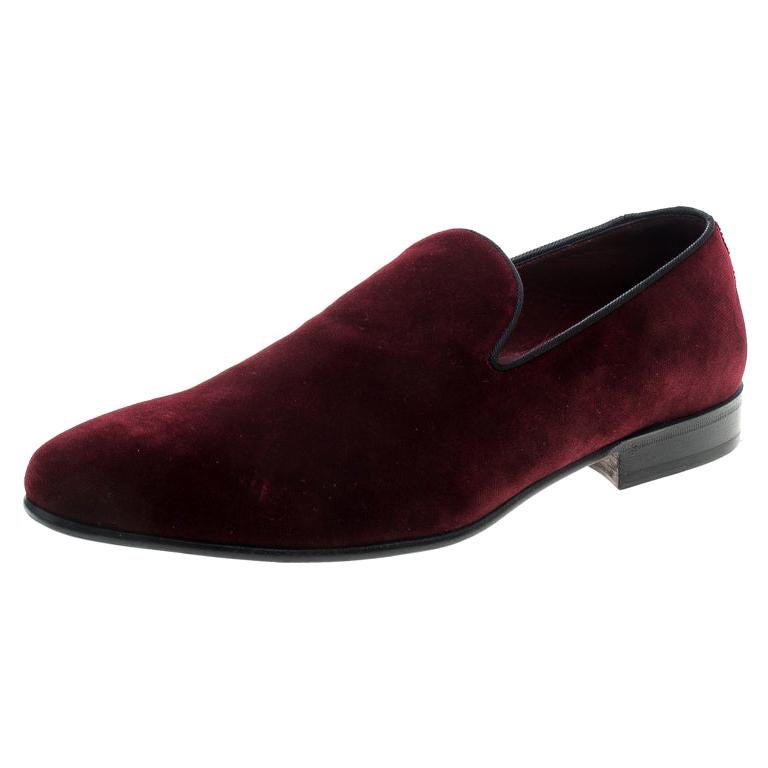 Dolce And Gabbana Burgundy Velvet Smoking Slippers Size 40 at 1stDibs