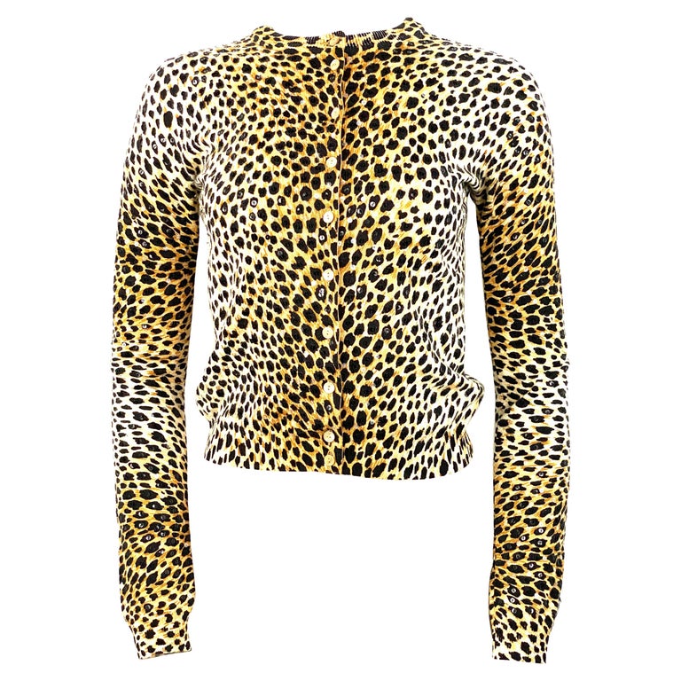 Dolce and Gabbana Leopard Cashmere Cardigan Sweater Size 40 at 1stDibs