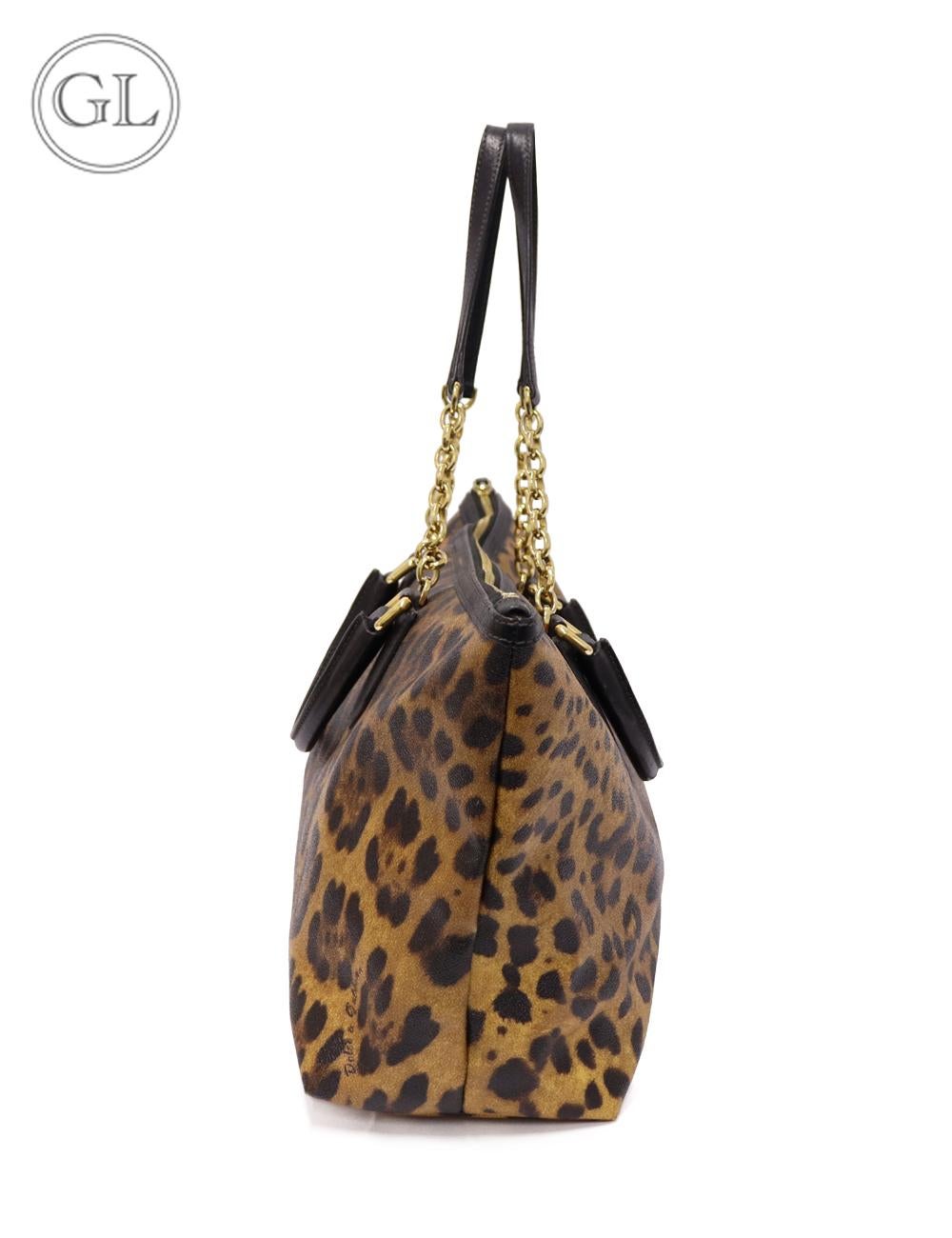 Dolce and Gabbana Leopard Print Canvas Tote For Sale at 1stDibs
