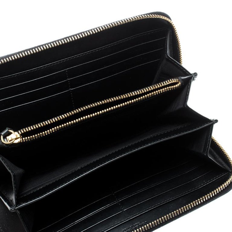Dolce And Gabbana Leopard Print Patent Leather Zip Around Wallet For
