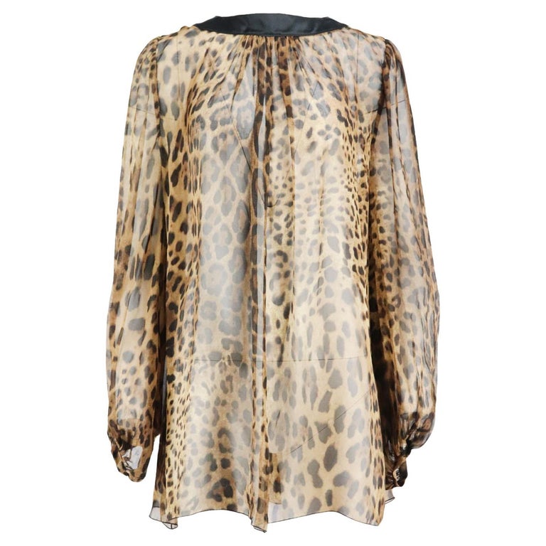 Dolce And Gabbana Leopard Print Silk Blouse It 44 Uk 12 For Sale at 1stDibs