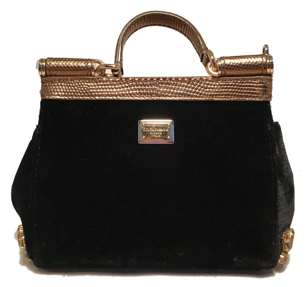 Dolce and Gabbana Limited Edition Black Velvet Alta Moda Sofia Handbag ...