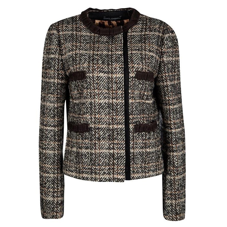 Dolce and Gabbana Multicolor Wool Herringbone Pattern Jacket M For Sale ...