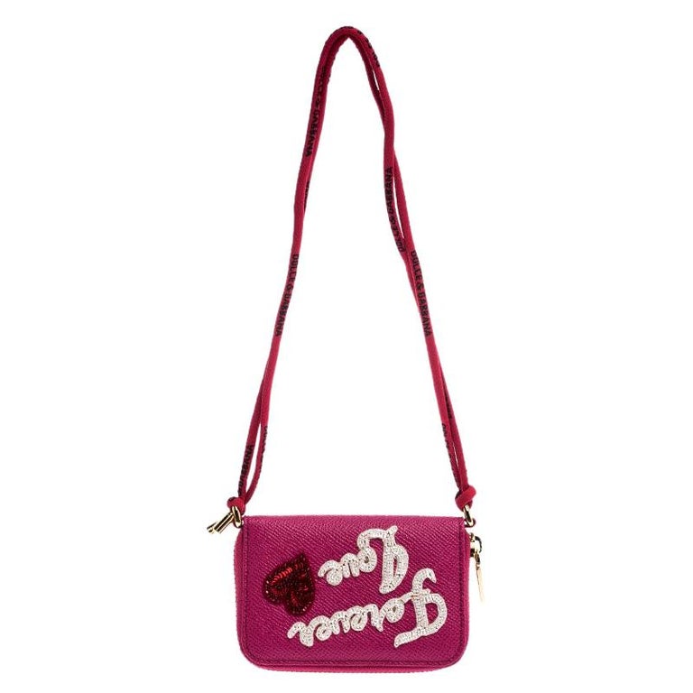 Dolce and Gabbana Pink Leather Forever Love Zip Coin Purse at 1stDibs ...