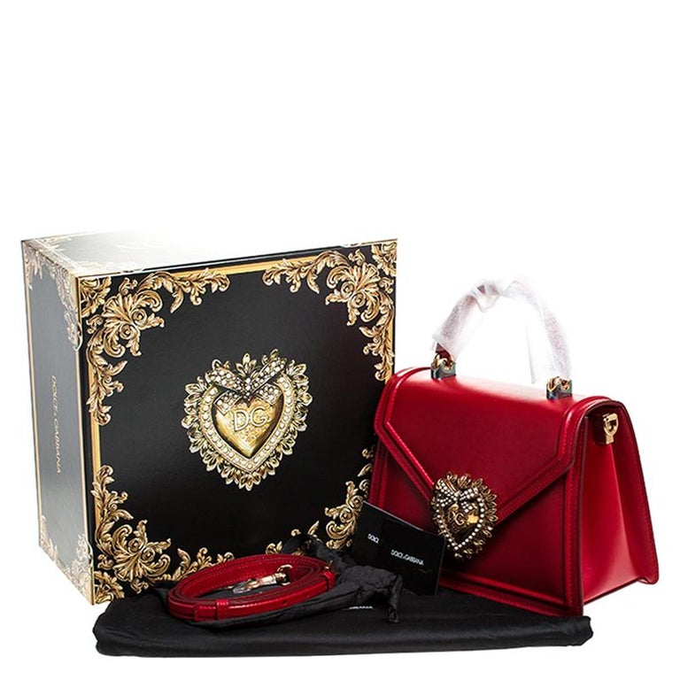 Dolce and Gabbana Red Leather Devotion Top Handle Bag For Sale at 1stDibs