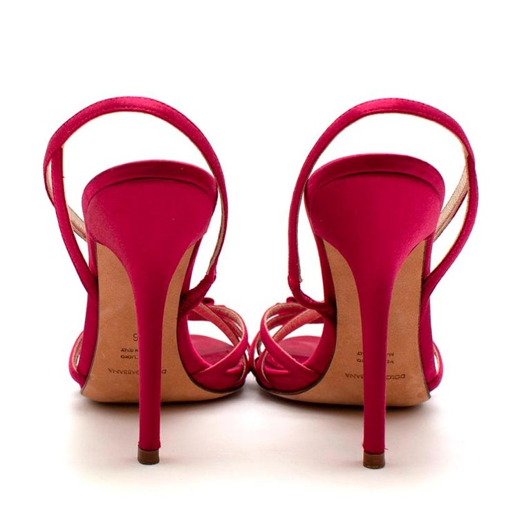Dolce And Gabanna Pink Satin Strappy Heeled Sandals Size 36 For Sale
