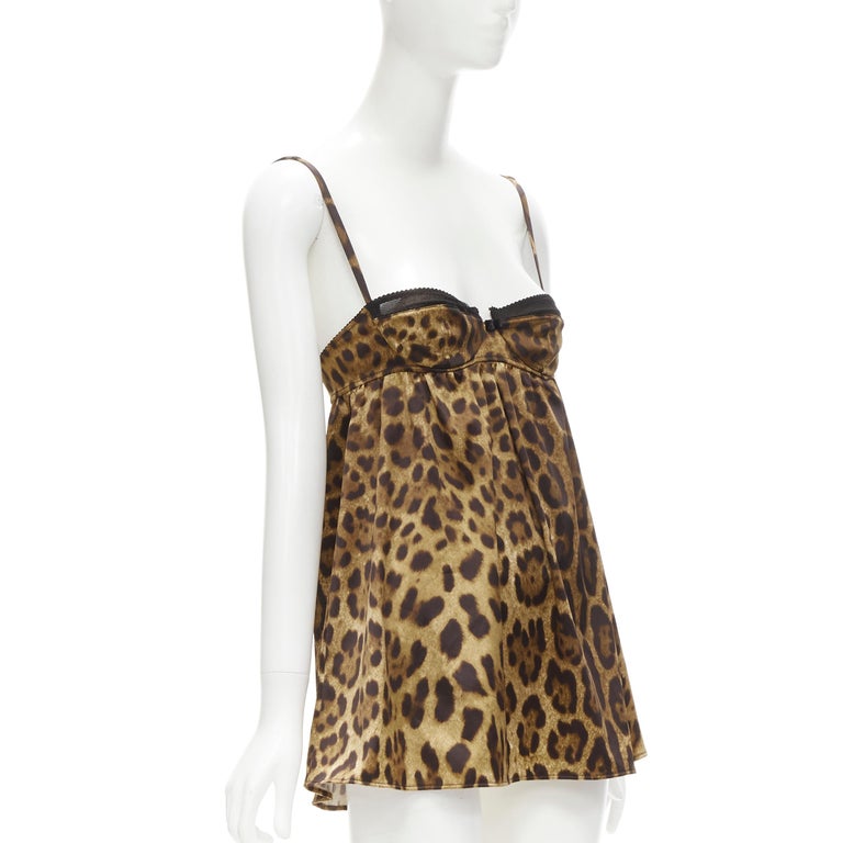 DOLCE GABANNA Vintage Y2K cupped leopard babydoll Teddy camisole tank ...