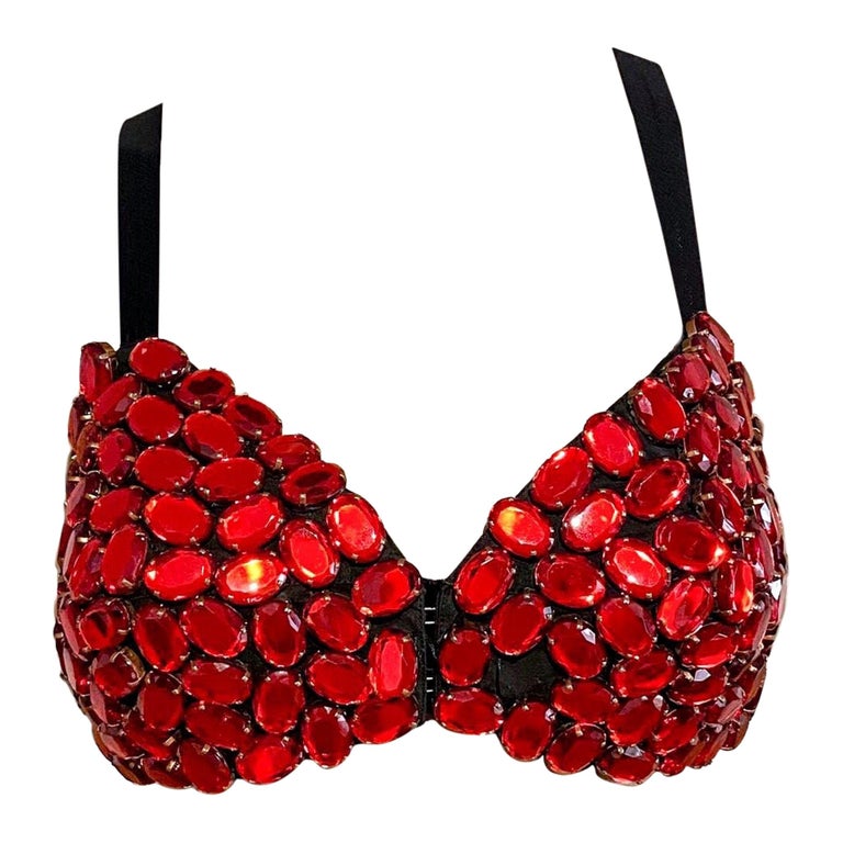 Dolce and Gabbana 1991 Red Crystal Bra at 1stDibs