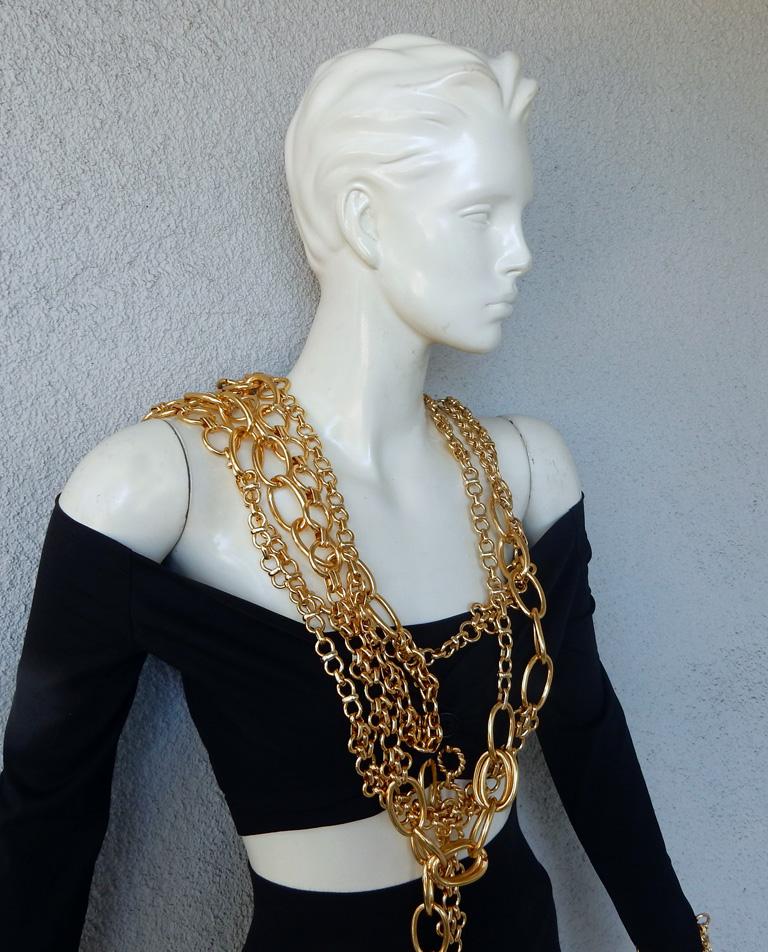 Dolce and Gabbana 1991 Runway Bondage Gold Rolo Chains Bolero Jacket ...