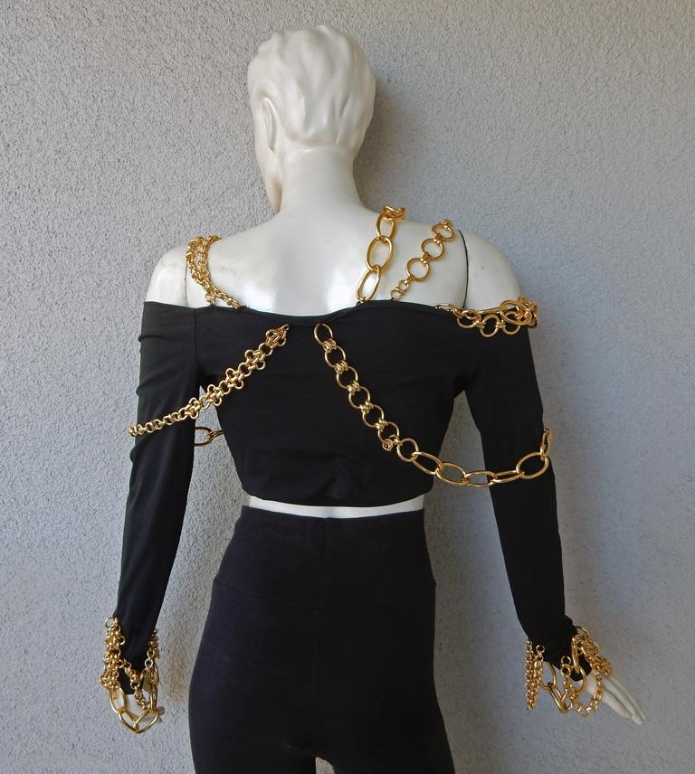 Dolce and Gabbana 1991 Runway Bondage Gold Rolo Chains Bolero Jacket ...