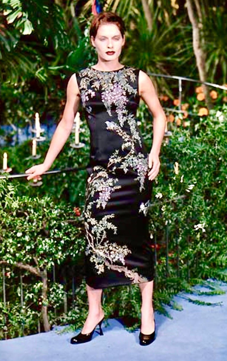DOLCE and GABBANA 1998 Hand-Painted Print Floral Evening Dress Gown 40 ...