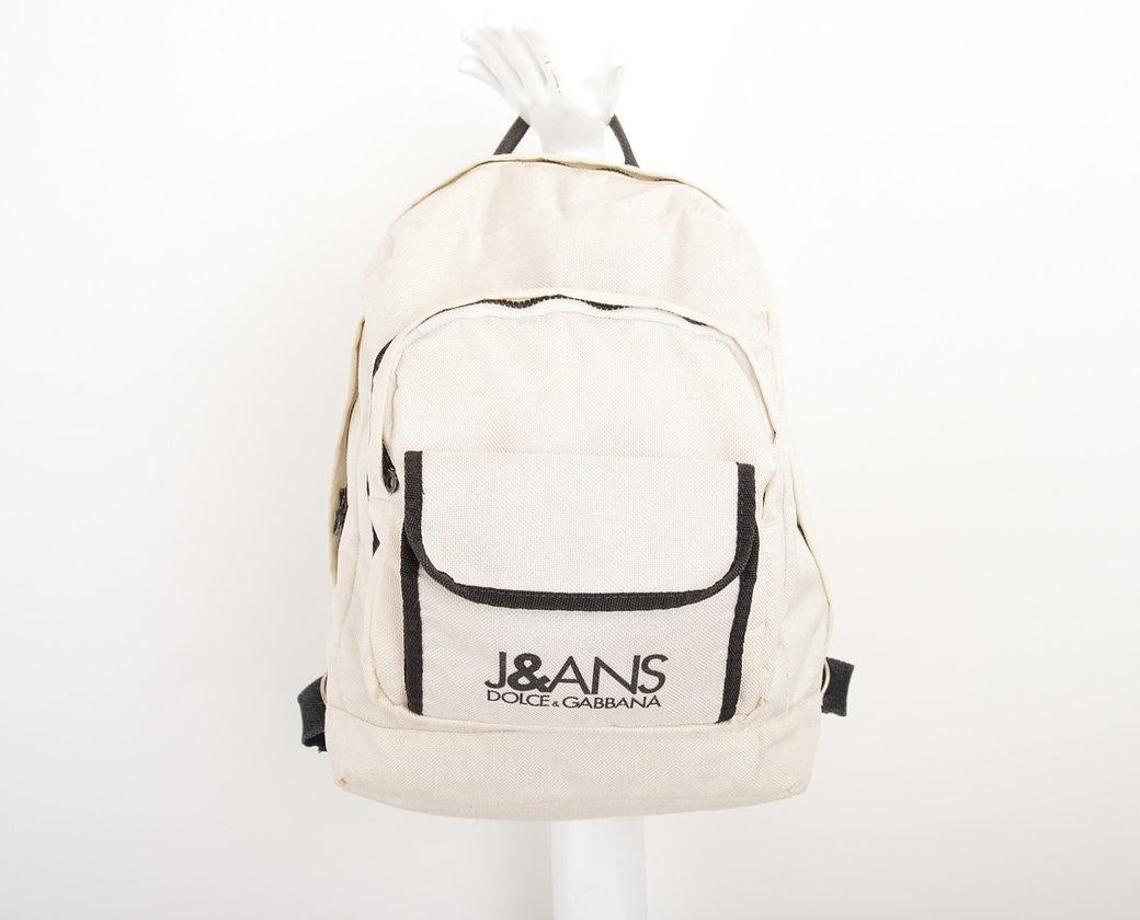 DOLCE and GABBANA 2000's OFF WHITE NYLON CANVAS BACKPACK RUCKSACK BAG ...