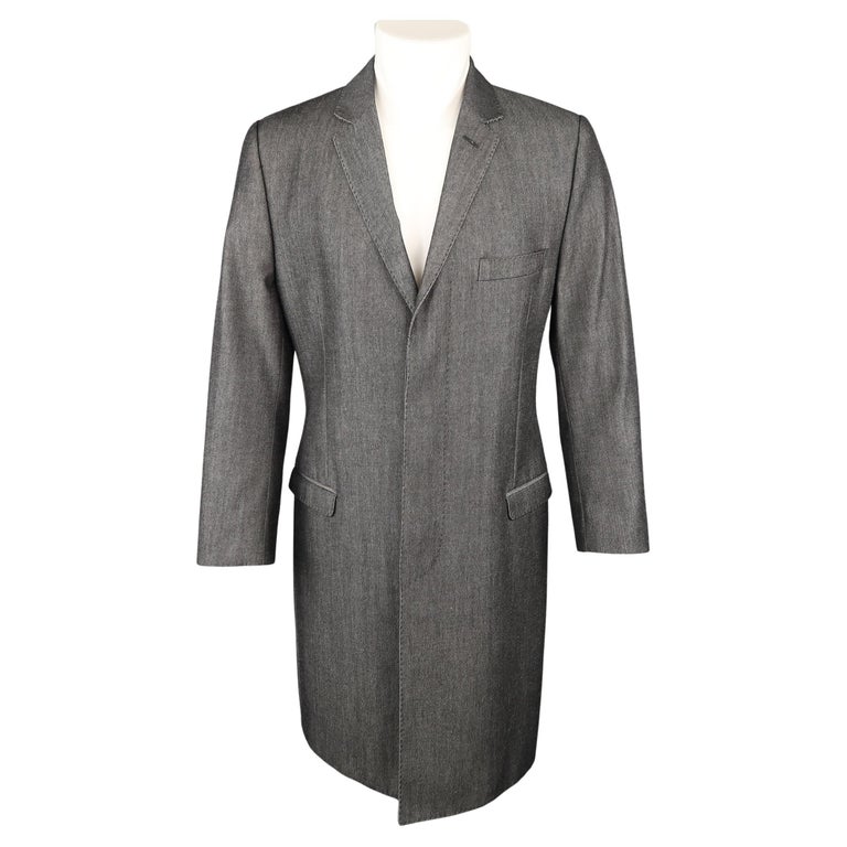 DOLCE and GABBANA 40 Dark Gray Solid Wool / Cotton Denim Hidden Placket ...