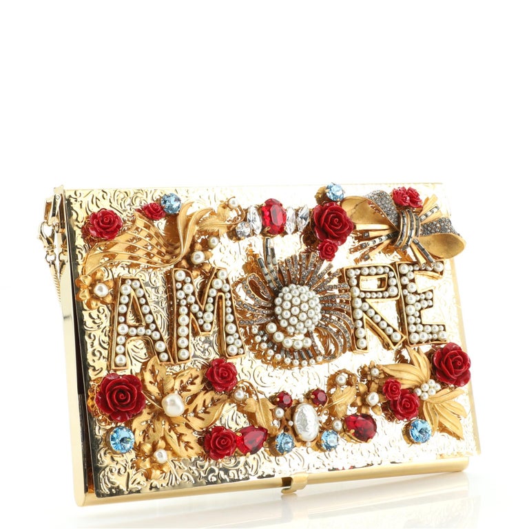 Dolce and Gabbana Amore Box Clutch Embellished Metal at 1stDibs