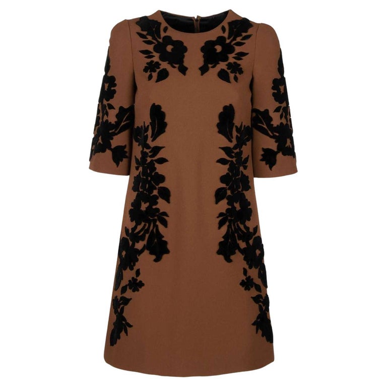 Dolce and Gabbana - Baroque Embroidery Dress Brown IT 38 For Sale at ...