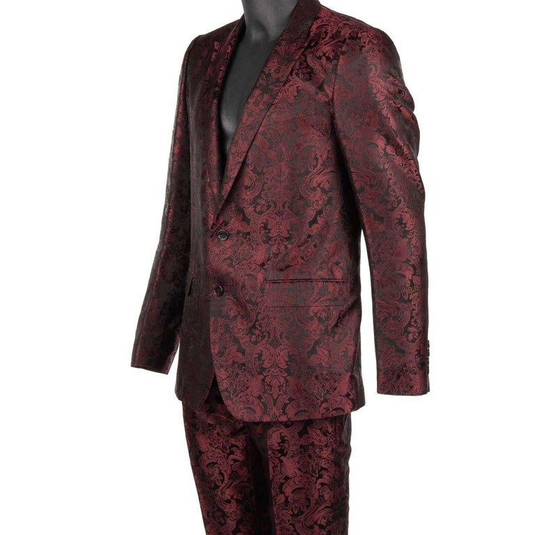 Dolce and Gabbana - Baroque Silk Jacquard Suit MARTINI Bordeaux Black ...