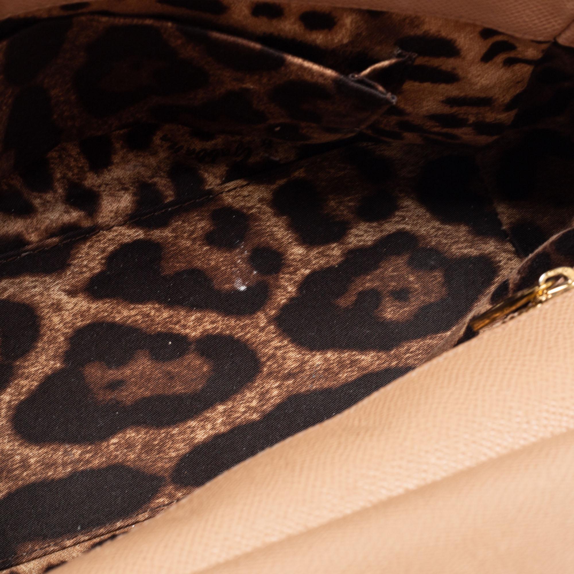 Dolce and Gabbana Beige Leather Medium Miss Sicily Top Handle Bag at ...