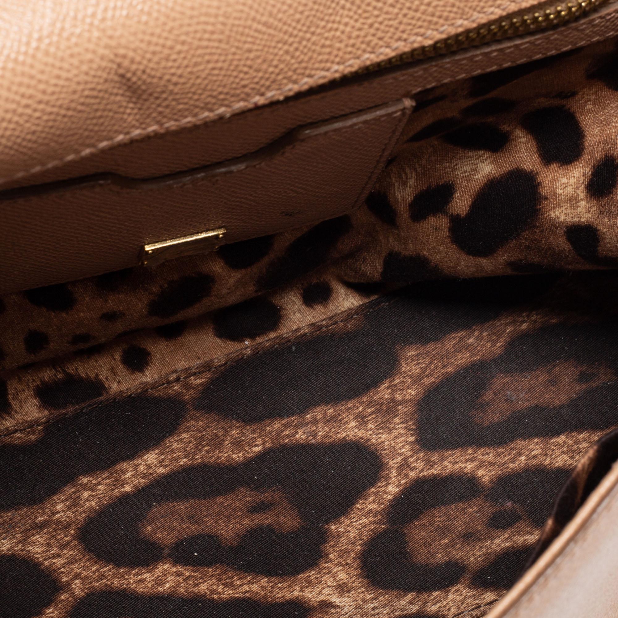 Dolce and Gabbana Beige Leather Medium Miss Sicily Top Handle Bag at ...