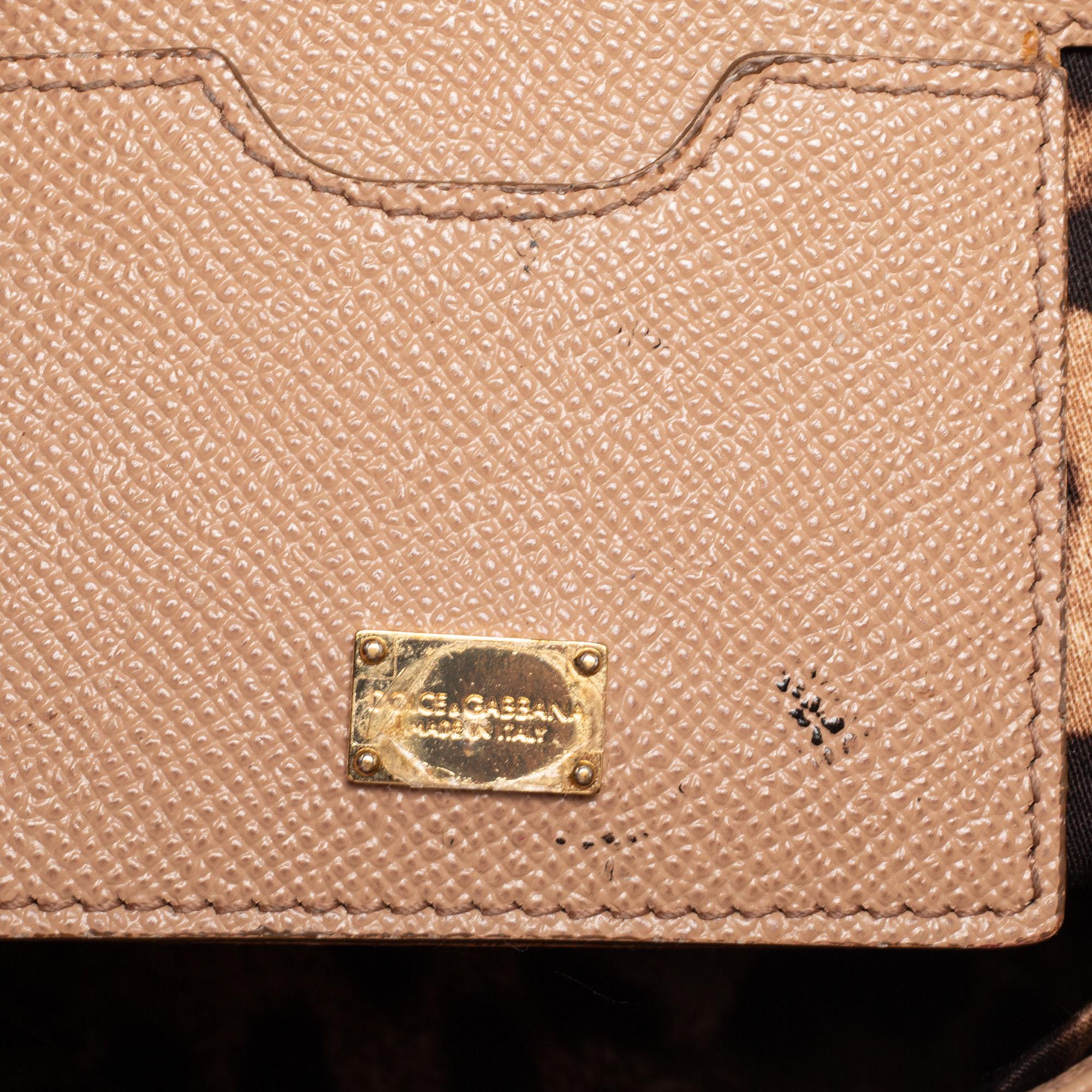 Dolce and Gabbana Beige Leather Medium Miss Sicily Top Handle Bag at ...