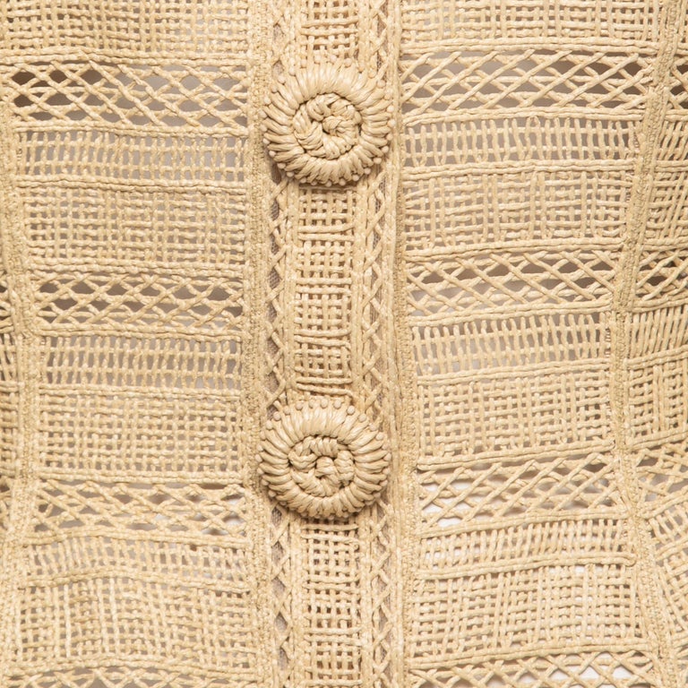 Dolce and Gabbana Beige Straw Structured Button Front Jacket M For Sale ...