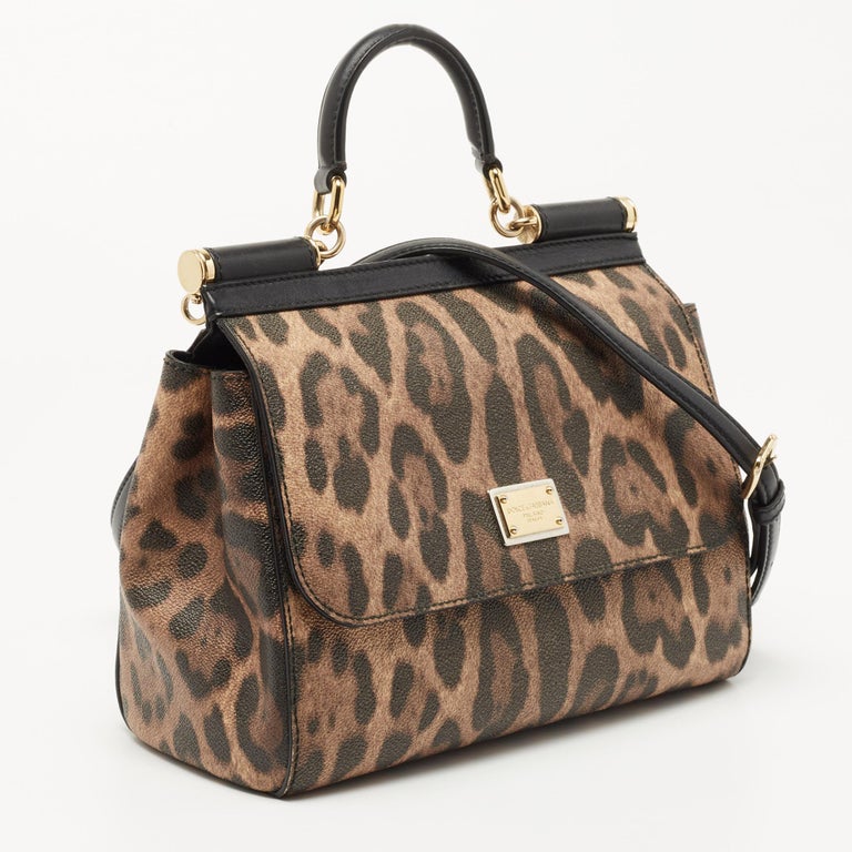 Dolce And Gabbana Black Brown Leopard Print Medium Miss Sicily Top