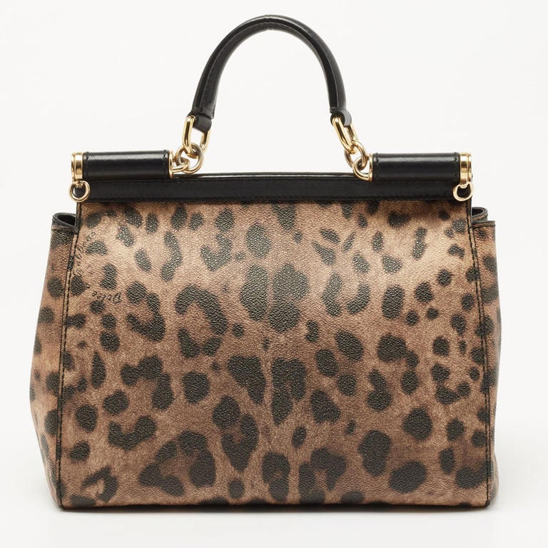 Dolce And Gabbana Black Brown Leopard Print Medium Miss Sicily Top