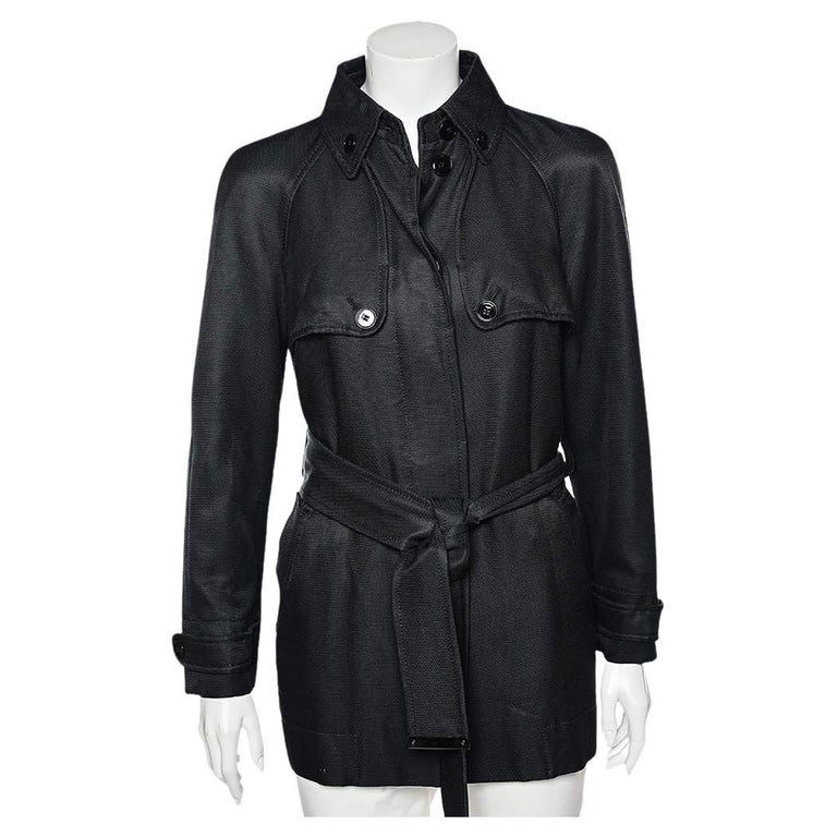 Dolce and Gabbana Black Cotton Belted Button Front Jacket M For Sale at ...