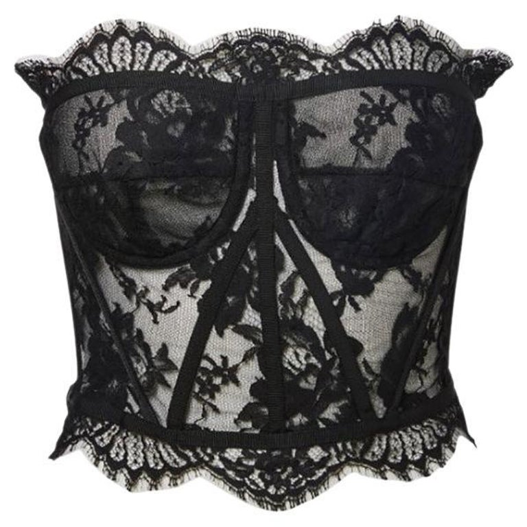 Dolce and Gabbana Black Cotton Lace Corset Bustier Sleeveless Short ...
