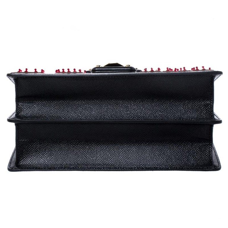 Dolce and Gabbana Black Embellished Leather Lucia Glorious Shoulder Bag ...
