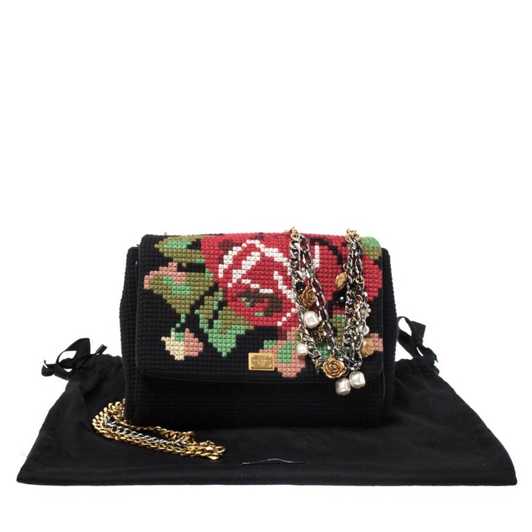 Dolce and Gabbana Black Floral Cross Stitch Fabric Miss Charles ...