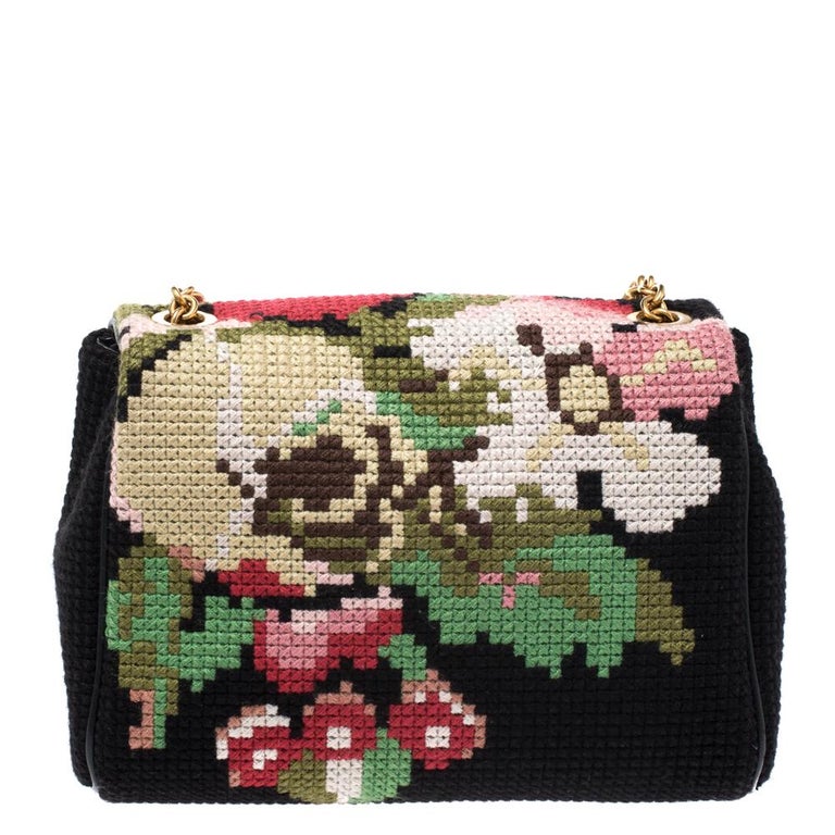 Dolce and Gabbana Black Floral Cross Stitch Fabric Miss Charles ...