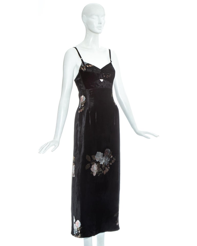 Dolce and Gabbana black floral velvet evening dress, fw 1996 For Sale ...