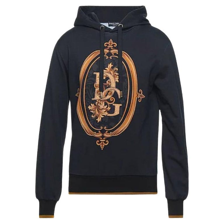 Dolce and Gabbana Black Gold Cotton Sweater Sweatshirt Hoodie Pullover ...