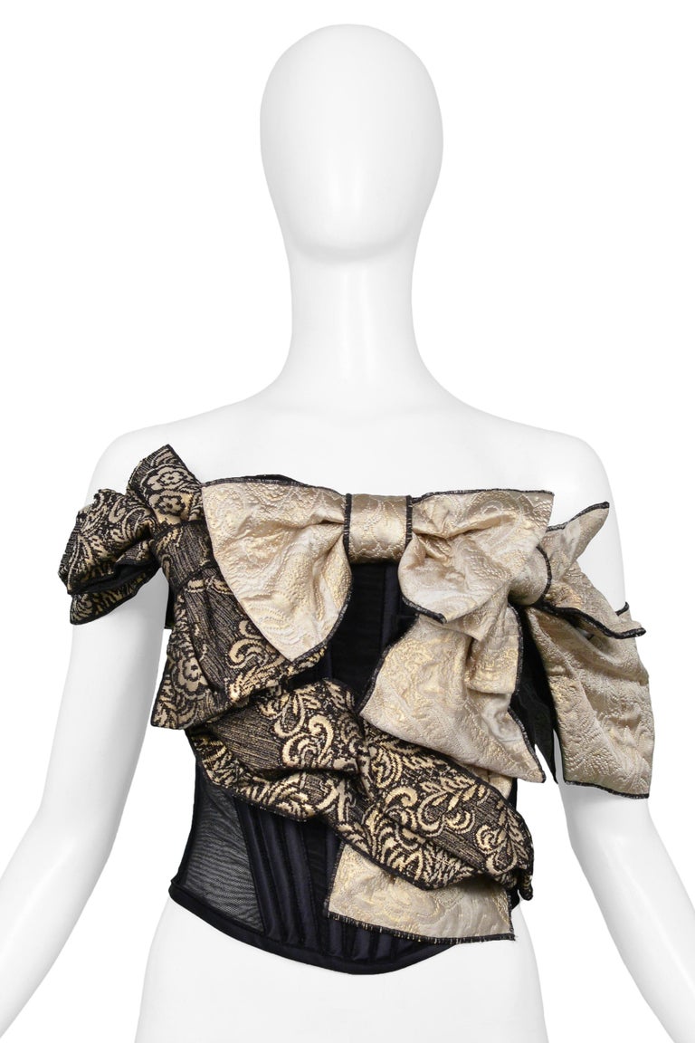 Dolce and Gabbana Black and Gold Multi Bow Corset Top 2009 For Sale at ...