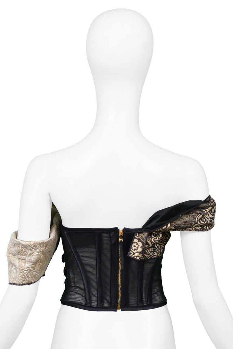 Dolce and Gabbana Black and Gold Multi Bow Corset Top 2009 For Sale at ...