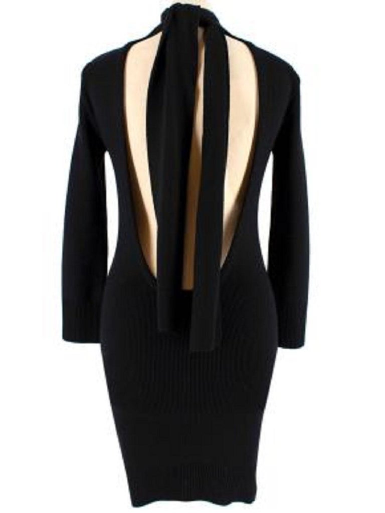 Dolce and Gabbana Black Knit High Neck Backless Dress For Sale at 1stDibs
