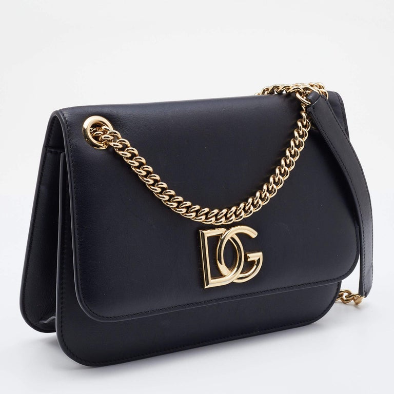 Dolce and Gabbana Black Leather DG Millennials Shoulder Bag For Sale at ...