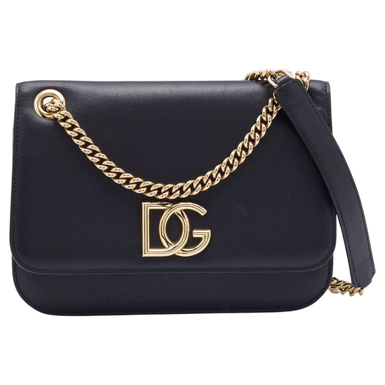 Dolce and Gabbana Black Leather DG Millennials Shoulder Bag For Sale at ...