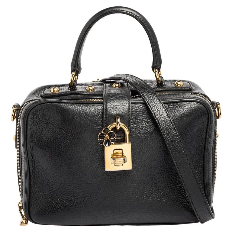 Dolce and Gabbana Black Leather Dolce Box Top Handle Bag at 1stDibs