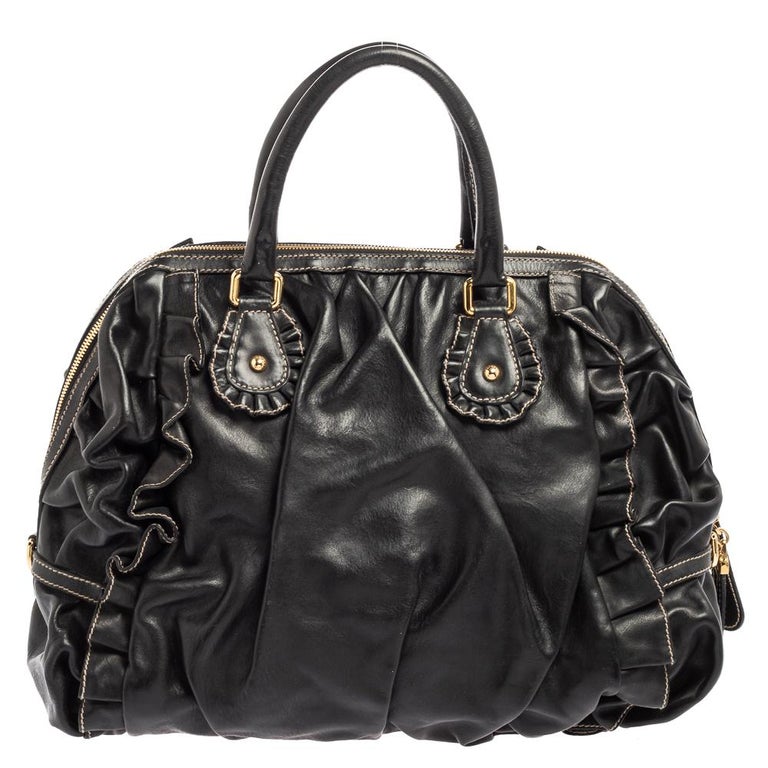 Dolce and Gabbana Black Leather Miss Rouche Satchel at 1stDibs