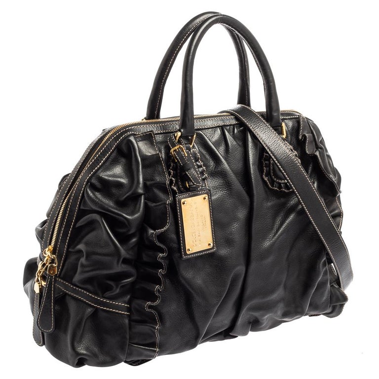 Dolce and Gabbana Black Leather Miss Rouche Satchel at 1stDibs