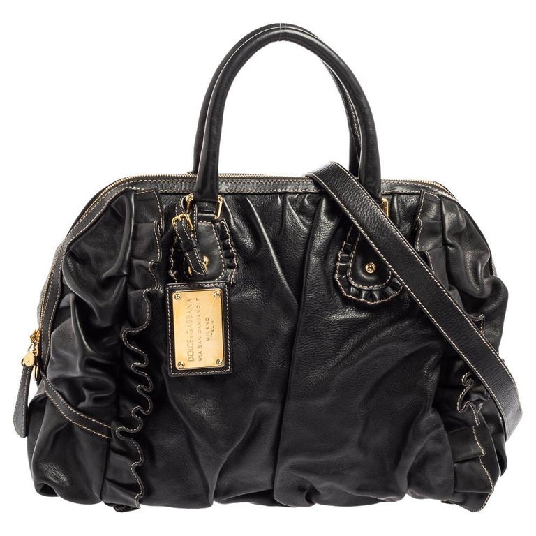 Dolce and Gabbana Black Leather Miss Rouche Satchel at 1stDibs